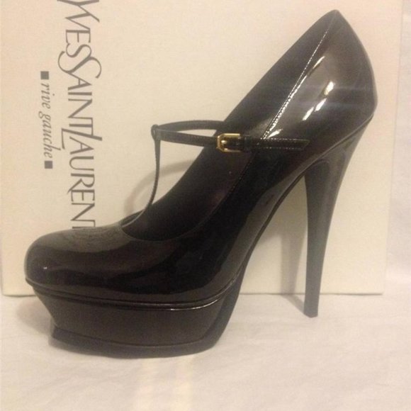 Yves Saint Laurent | Shoes | Ysl Saint Laurent Tribute Black Patent T ...